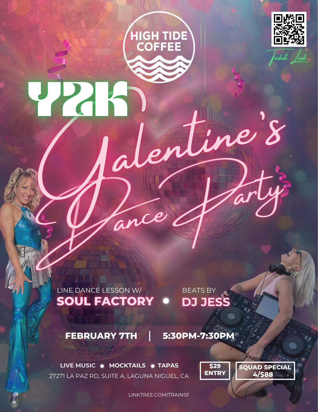 Y2K Galentine’s Dance Party at High Tide Coffee Laguna Niguel