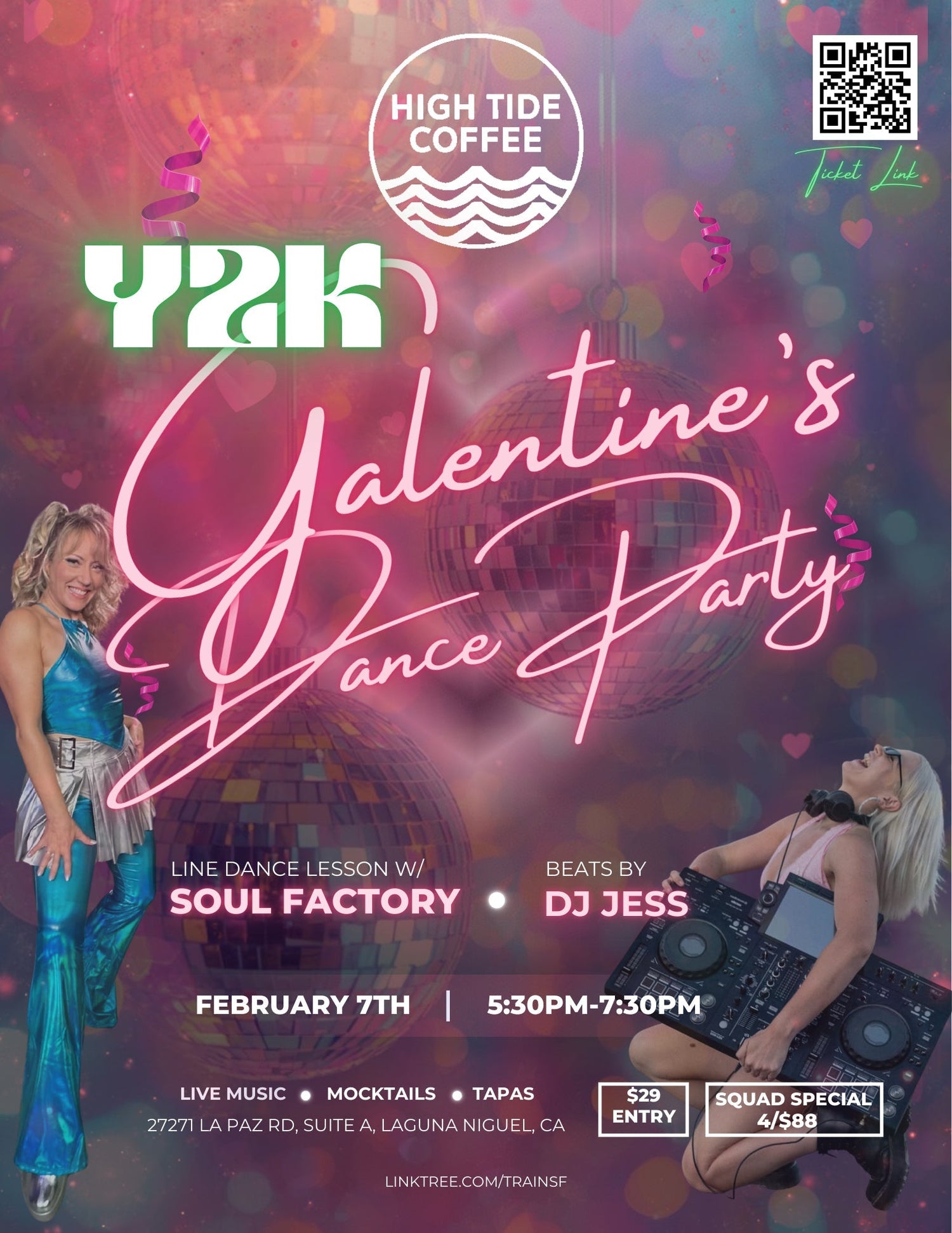 Y2K Galentine’s Dance Party at High Tide Coffee Laguna Niguel
